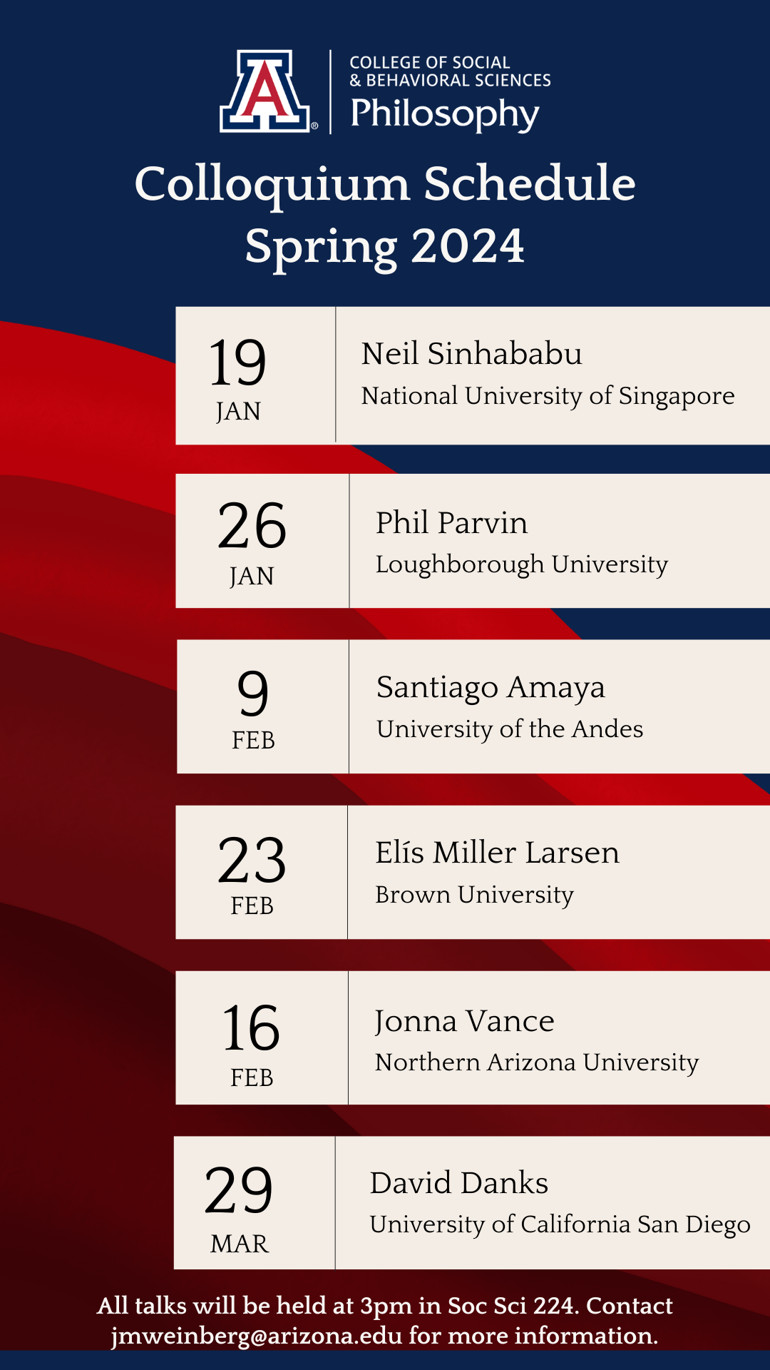Department of Philosophy Colloquium Schedule: Spring 2024 | Philosophy